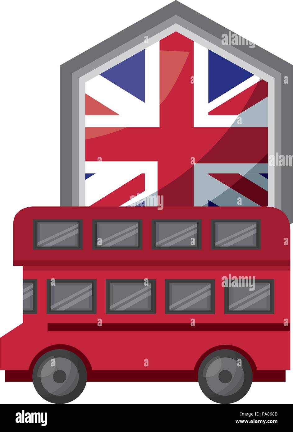 bus transport with emblem of flag great britain vector illustration ...