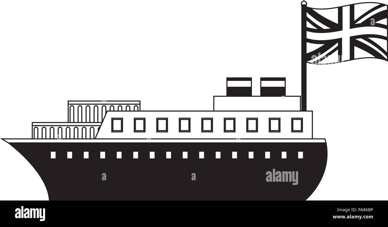 ship boat with flag of great britain vector illustration design Stock ...