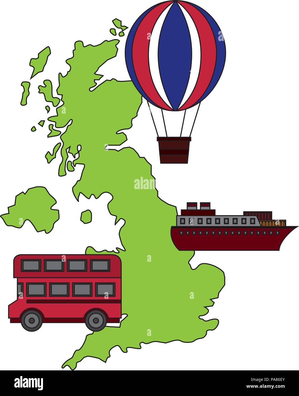 map great britain with set icons vector illustration design Stock ...