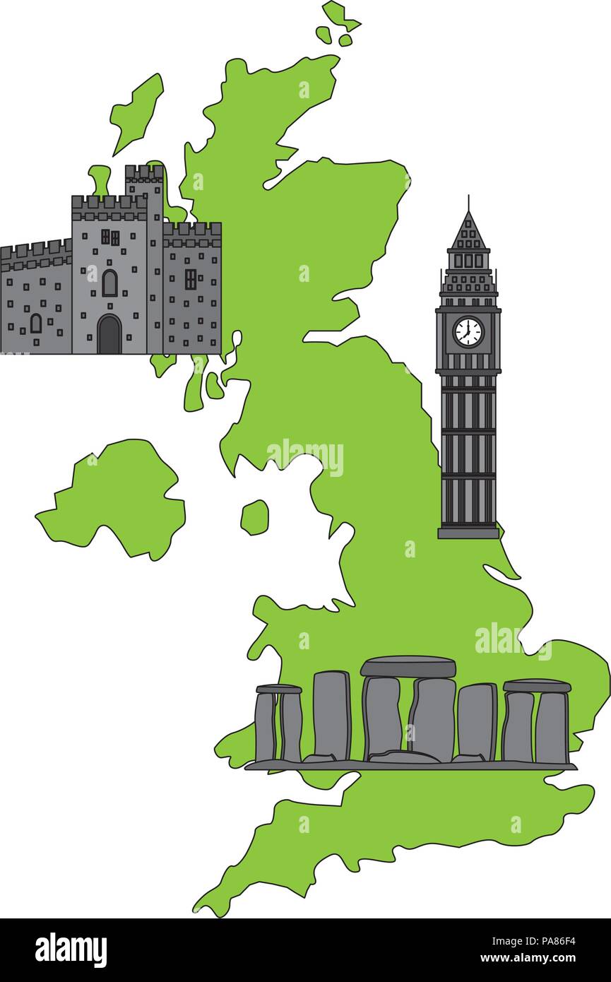 map great britain with set icons vector illustration design Stock ...