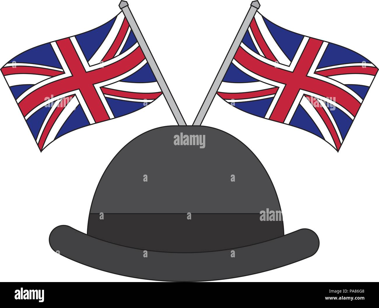 gentleman hat with flags of great britain vector illustration design ...