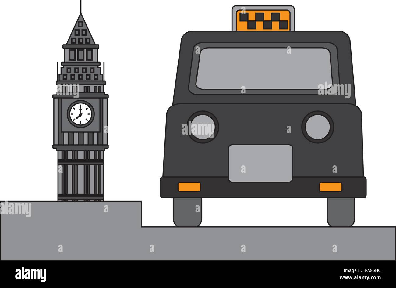 big ben tower british with classic taxi vector illustration design ...