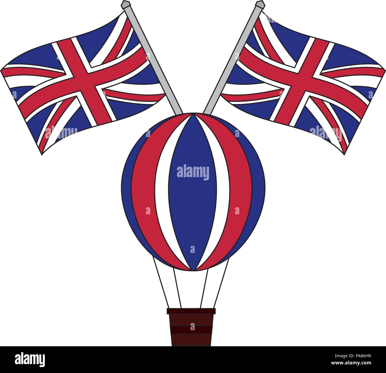 balloon air hot with flags of great britain vector illustration design ...