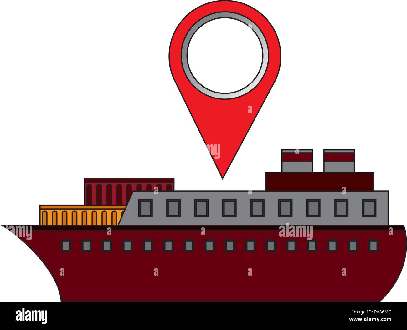 ship boat with pin location vector illustration design Stock Vector ...