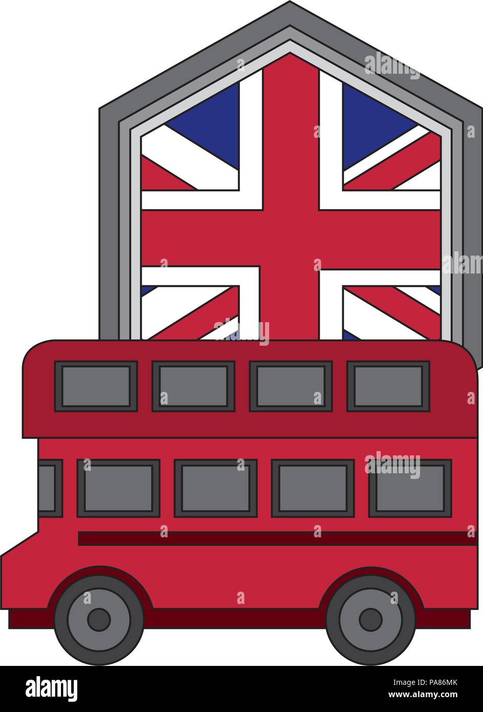 bus transport with emblem of flag great britain vector illustration ...