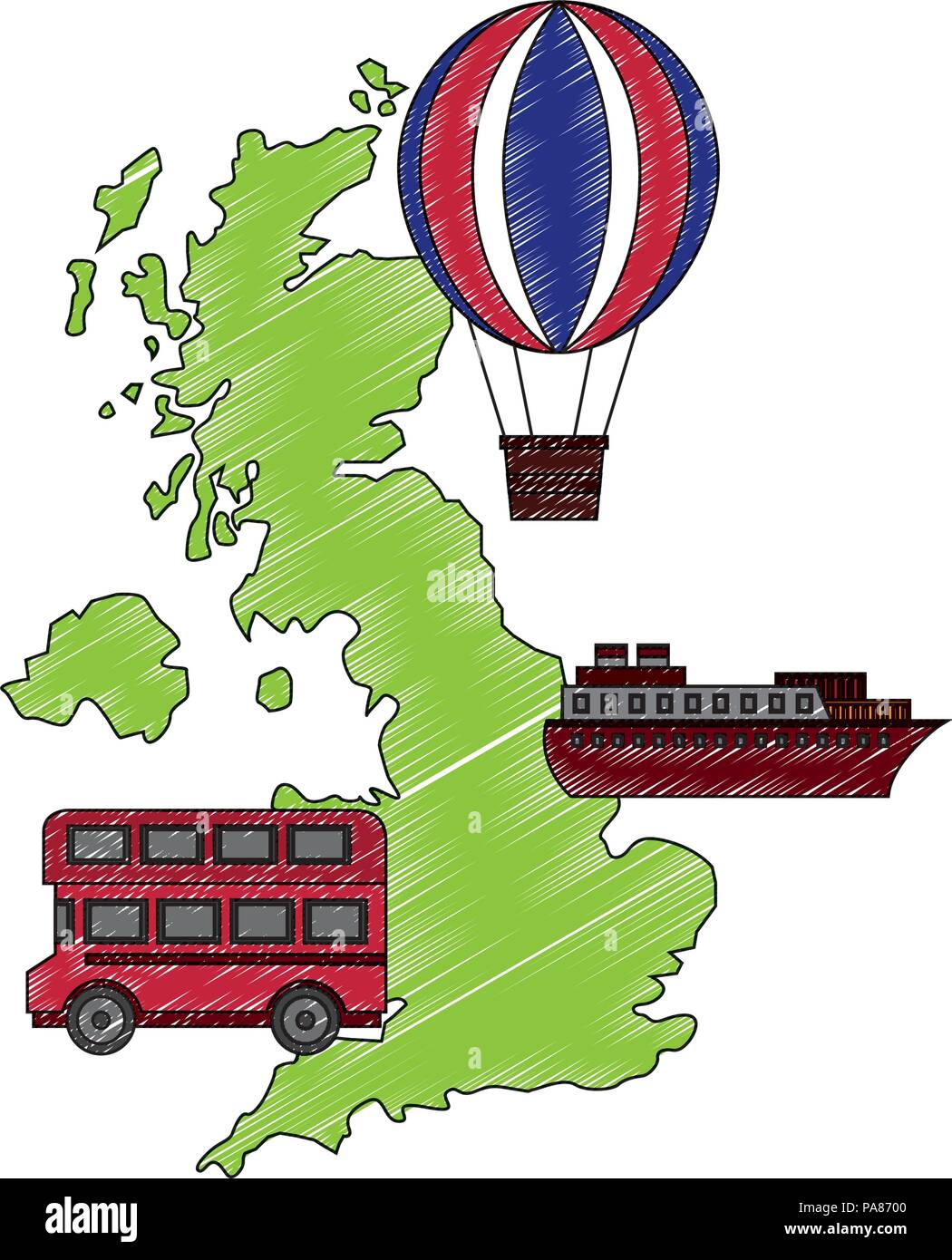 map great britain with set icons vector illustration design Stock ...