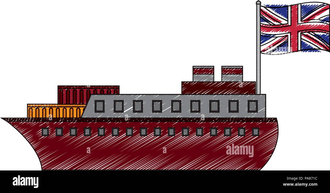 ship boat with flag of great britain vector illustration design Stock ...