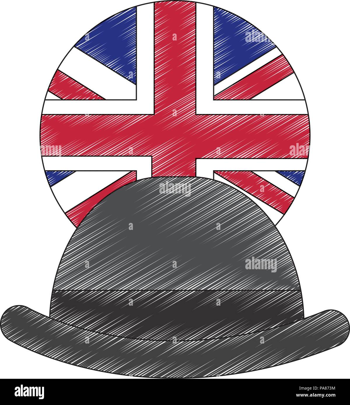 gentleman hat with emblem of flag great britain vector illustration ...