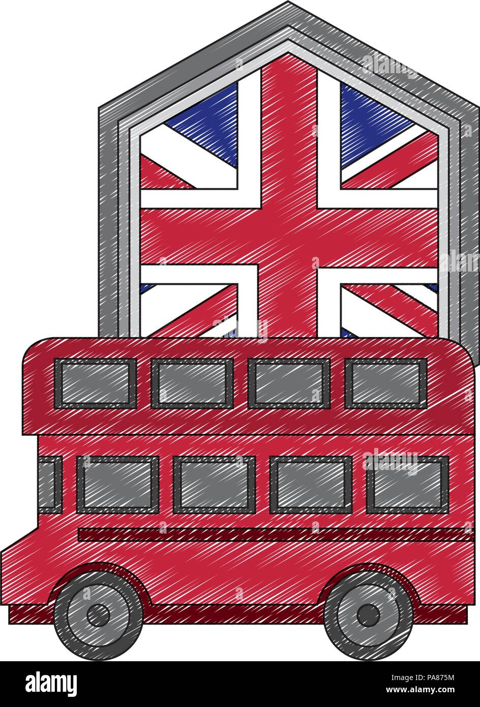 bus transport with emblem of flag great britain vector illustration ...