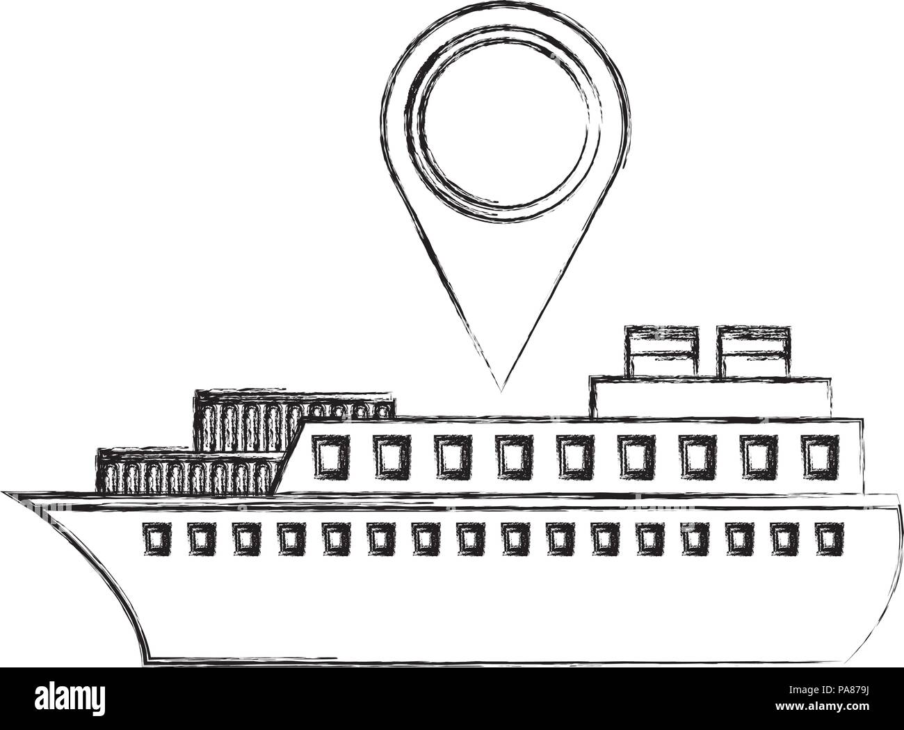ship boat with pin location vector illustration design Stock Vector ...