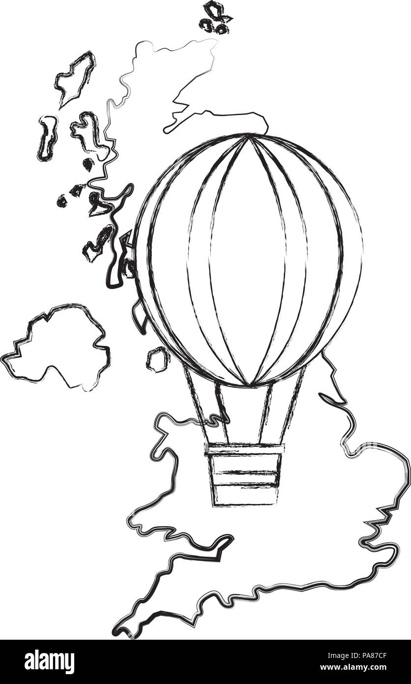 map great britain with balloon air hot icon vector illustration design ...