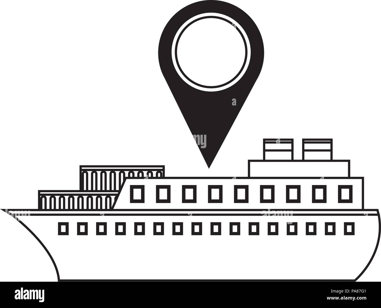 ship boat with pin location vector illustration design Stock Vector ...