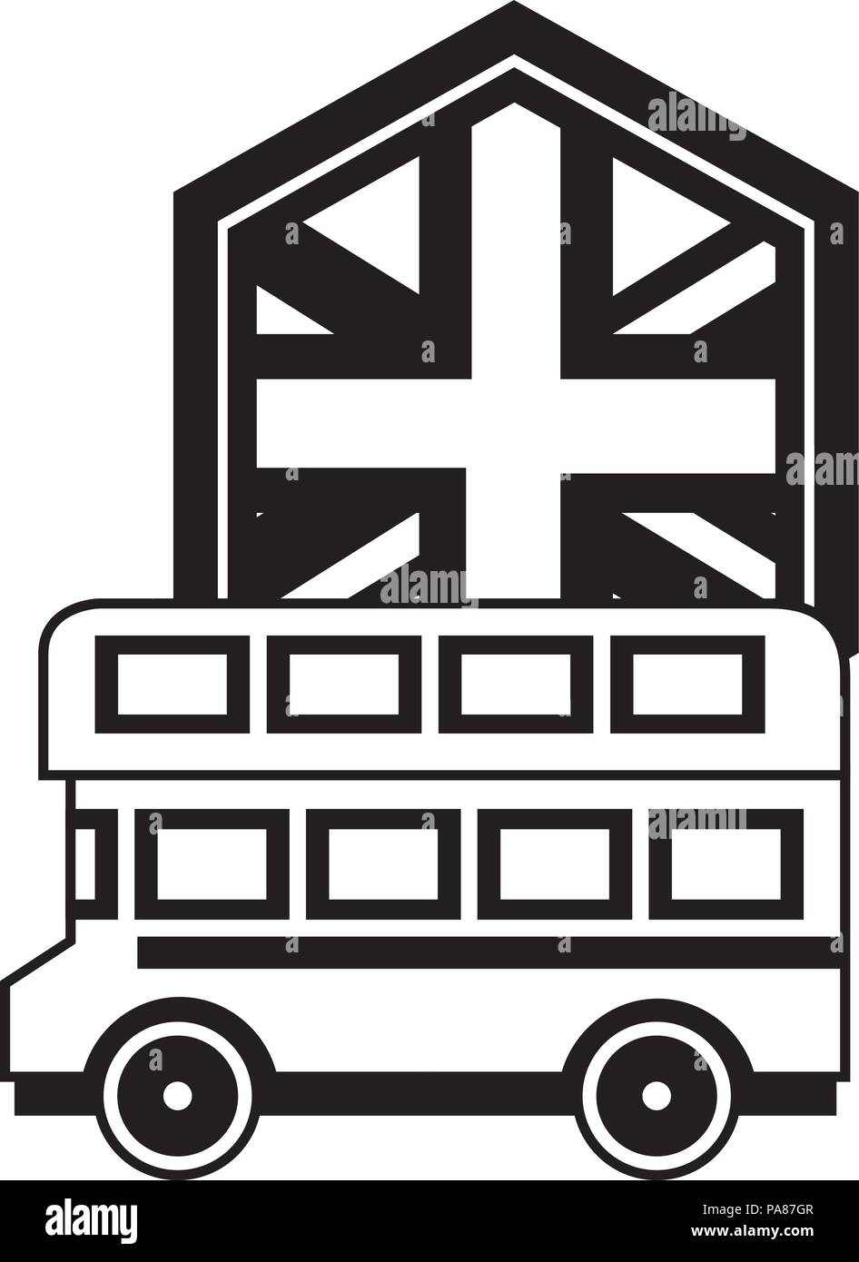 bus transport with emblem of flag great britain vector illustration ...
