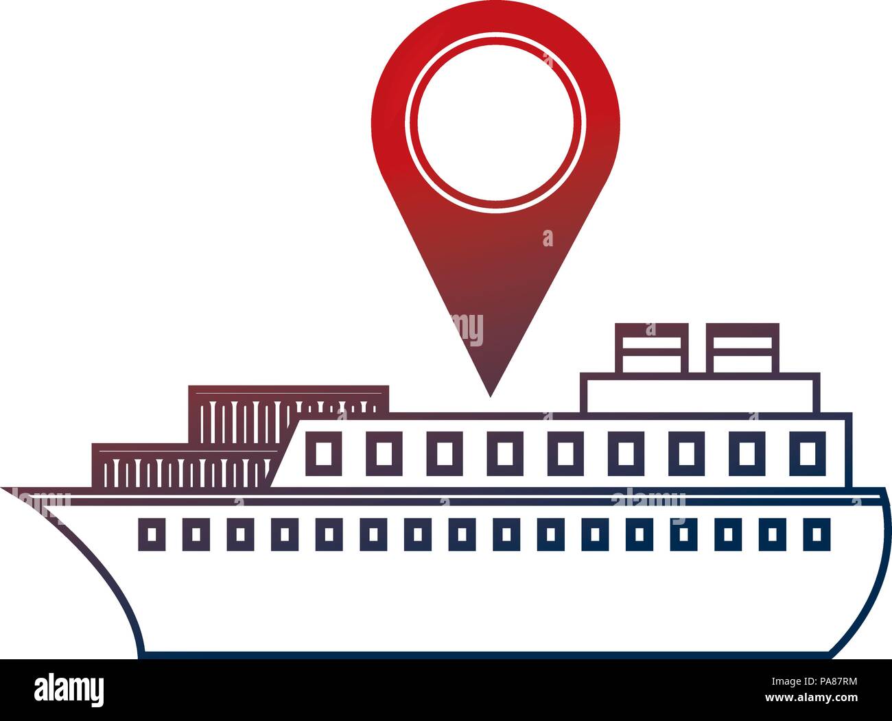 container ship shipping pointer map location vector illustration Stock ...
