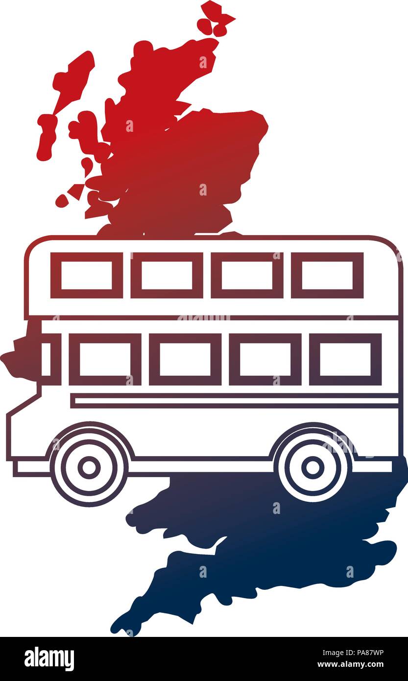 united kingdom map double deck bus vector illustration Stock Vector ...