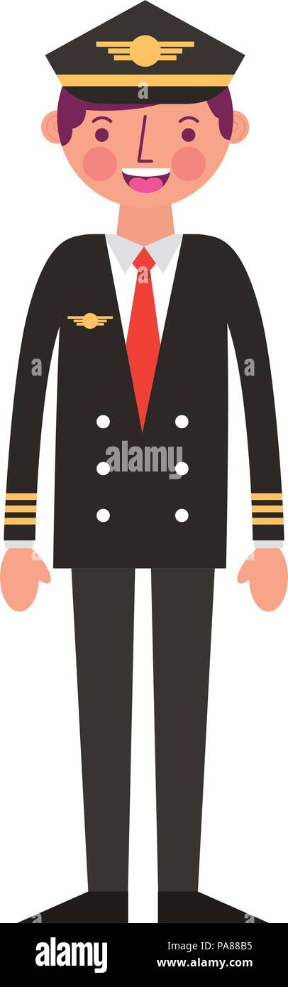 commercial airplane pilot in uniform vector illustration Stock Vector ...