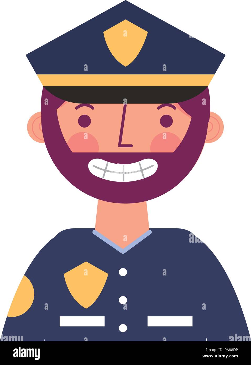 police man in uniform character portrait vector illustration Stock ...