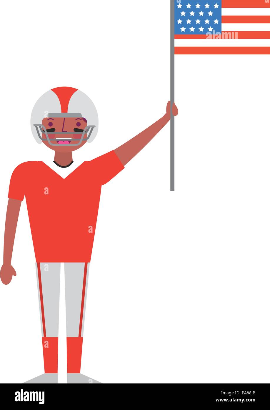 sport man player american football holding american flag labor day ...