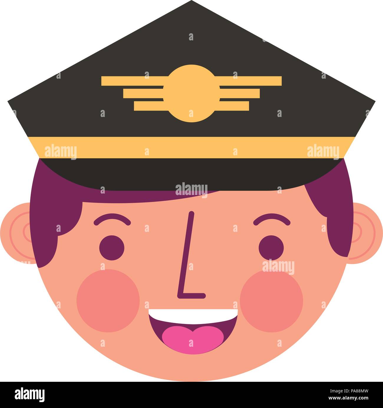 commercial airplane pilot in uniform face character vector illustration ...