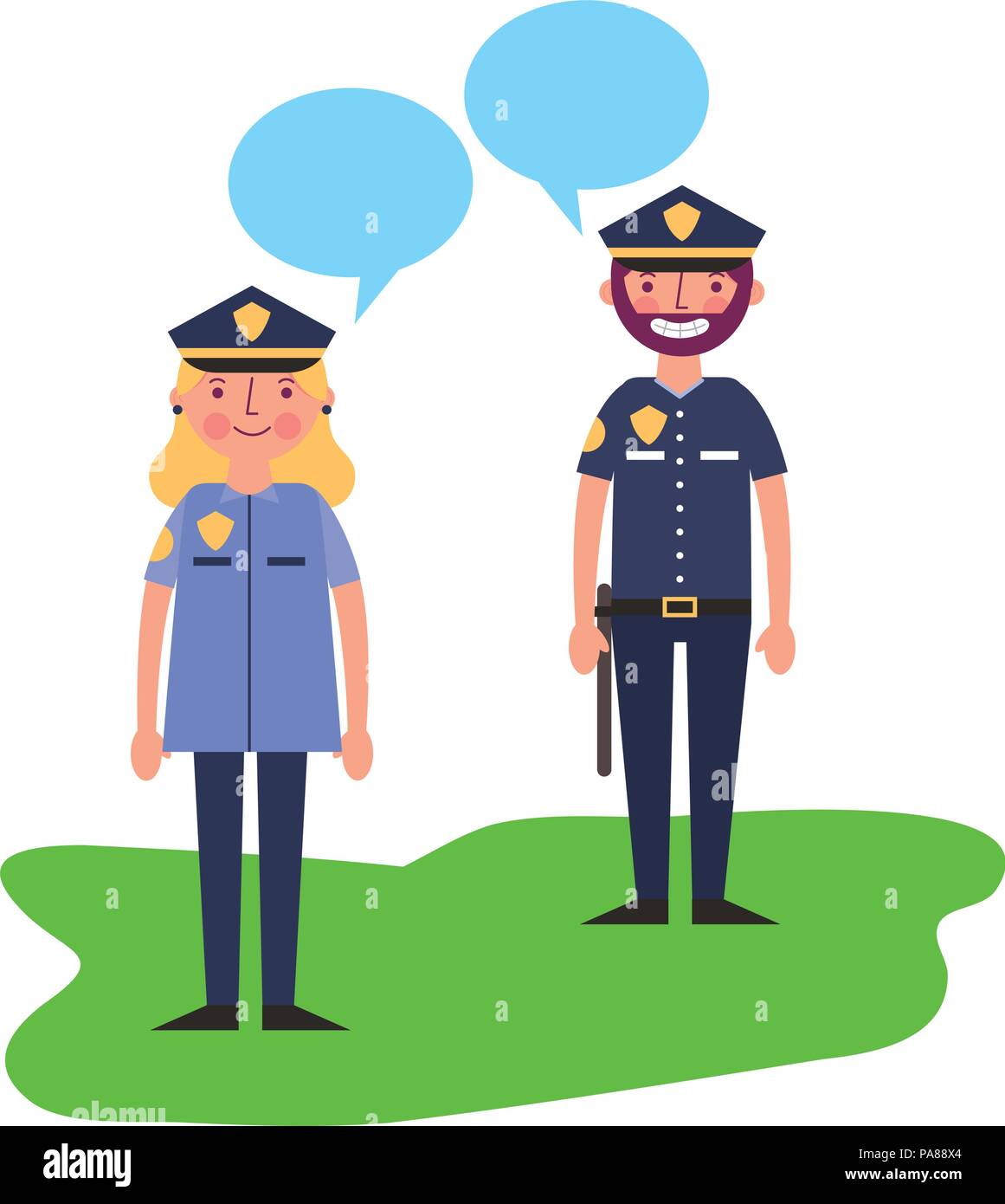 woman and man police officer talking vector illustration Stock Vector ...