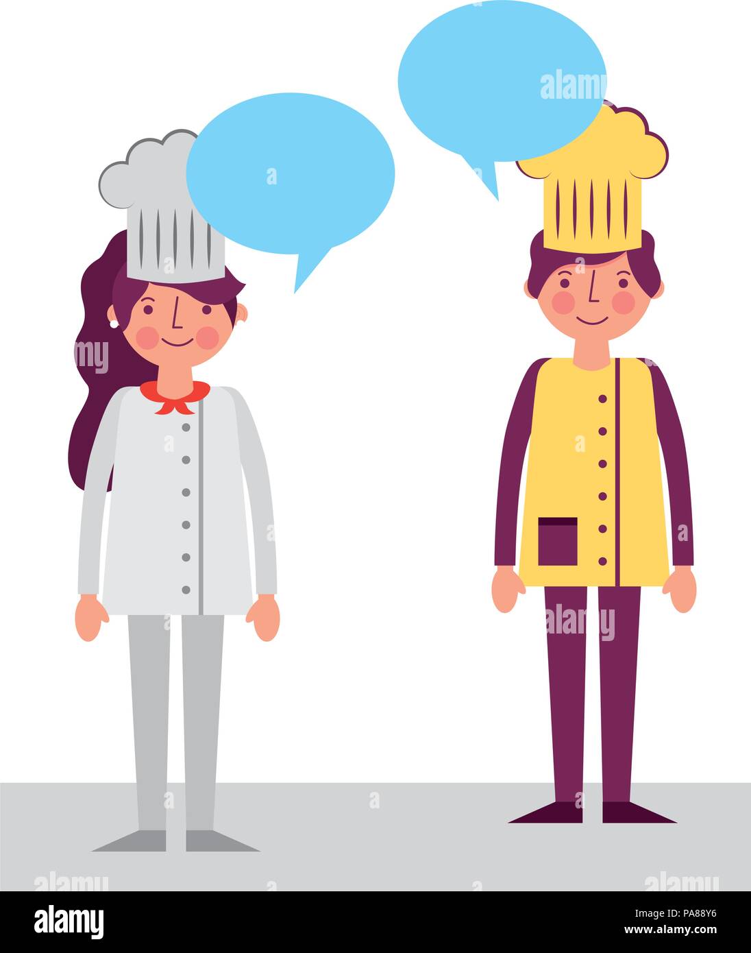 woman and man chef occupation talking vector illustration Stock Vector ...