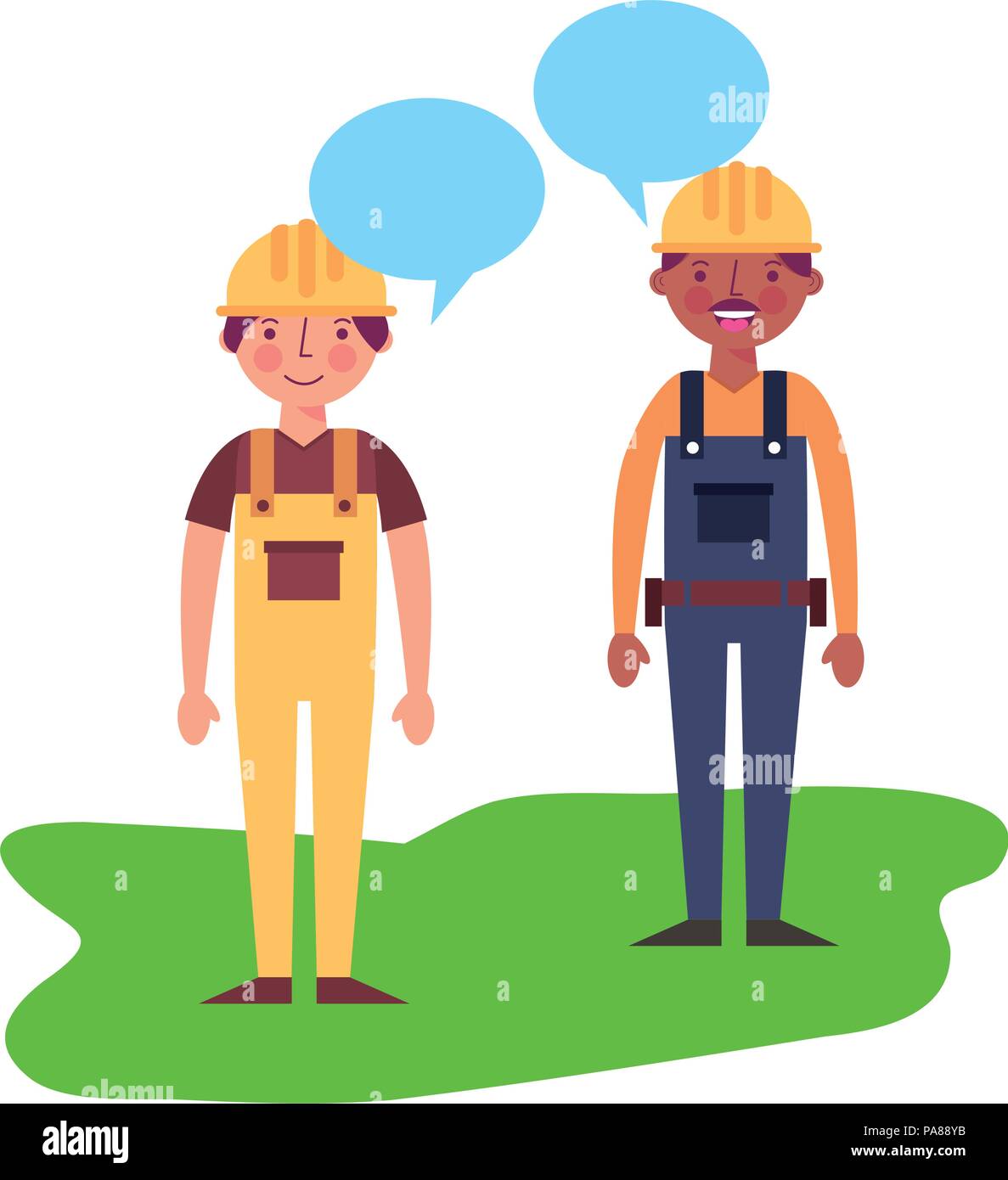Construction worker young talk Stock Vector Images - Alamy