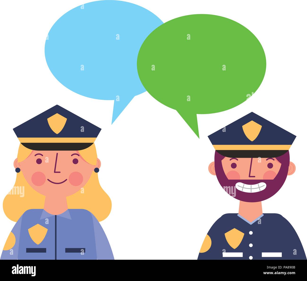 woman and man police portrait speech bubble vector illustration Stock ...