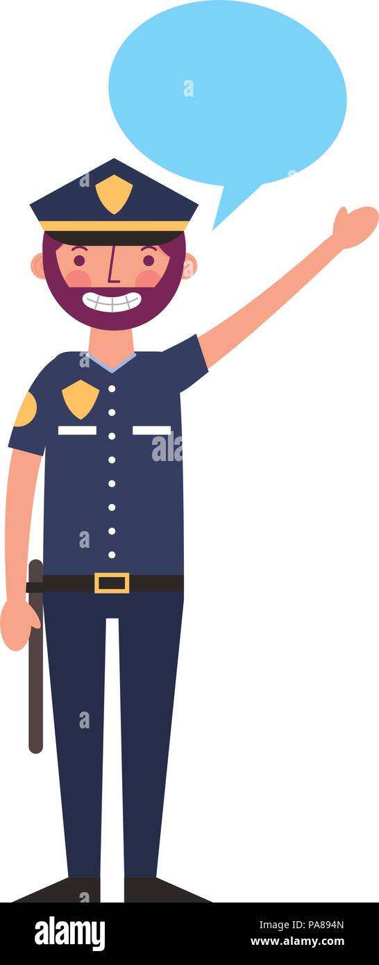 police man in uniform character speech bubble vector illustration Stock ...
