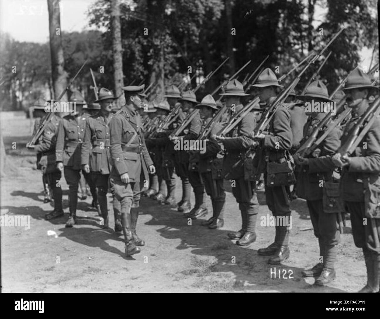 34 BG Hart inspecting men of 4th Brigade, July 1917 Stock Photo - Alamy