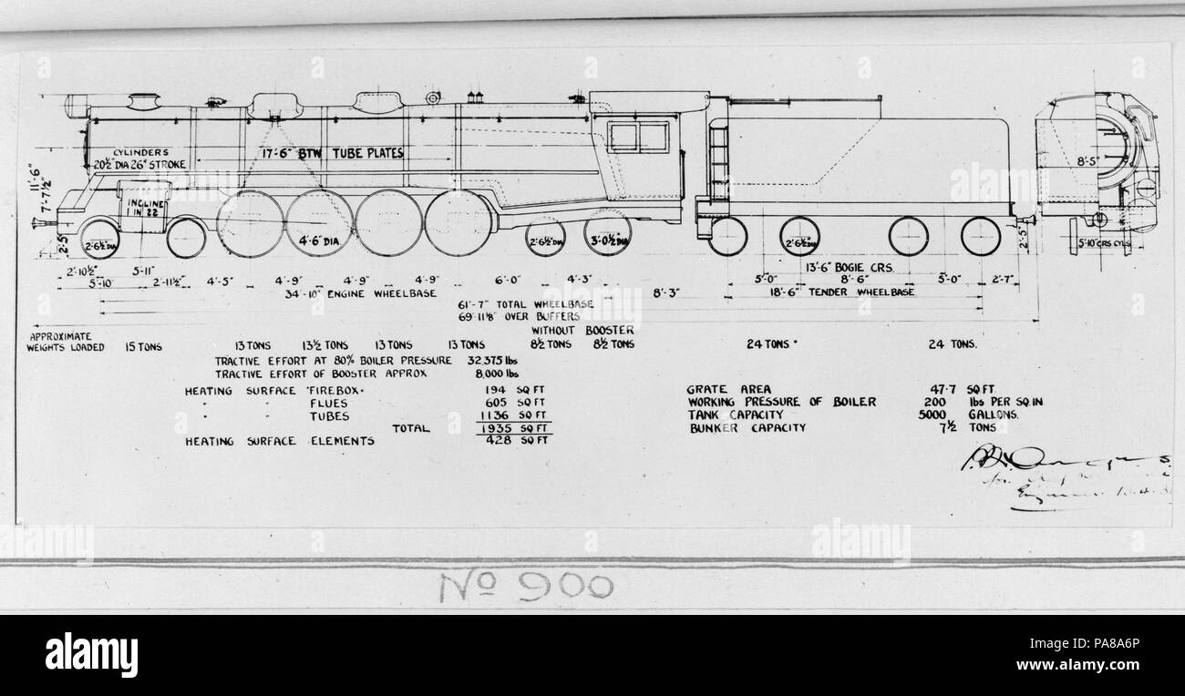 39 Blueprint plan for K class steam locomotive, New Zealand Railways no ...