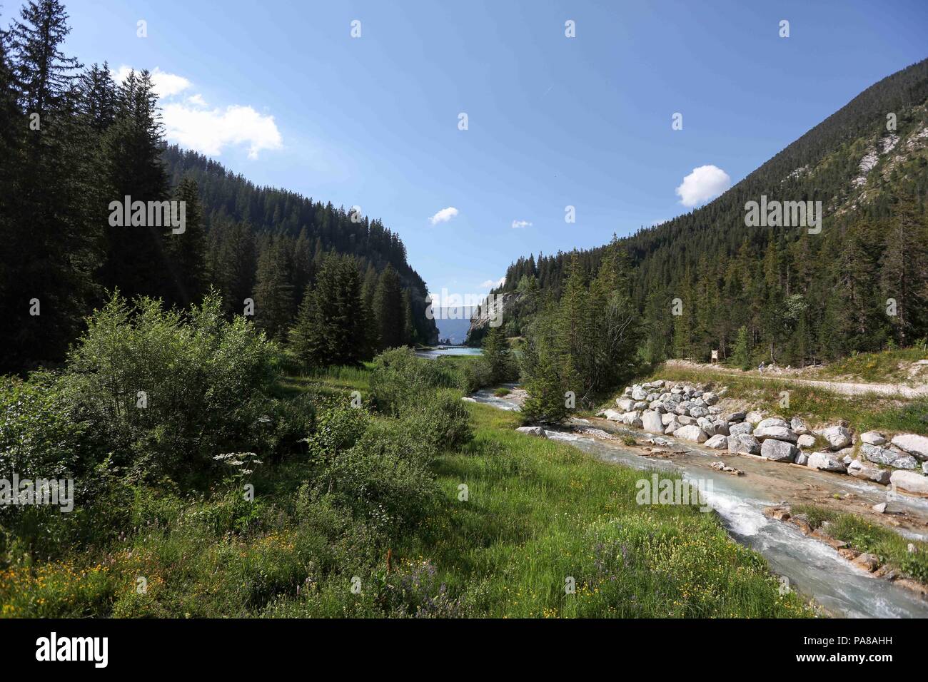 Alps, Summer, Courchevel, France, lac de la rosiere, lake Stock Photo ...