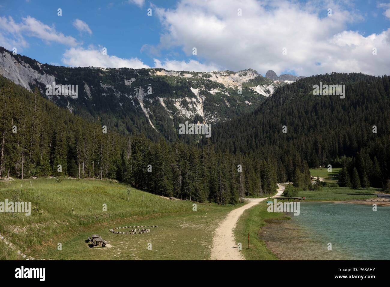 Alps, Summer, Courchevel, France, lac de la rosiere, lake Stock Photo ...