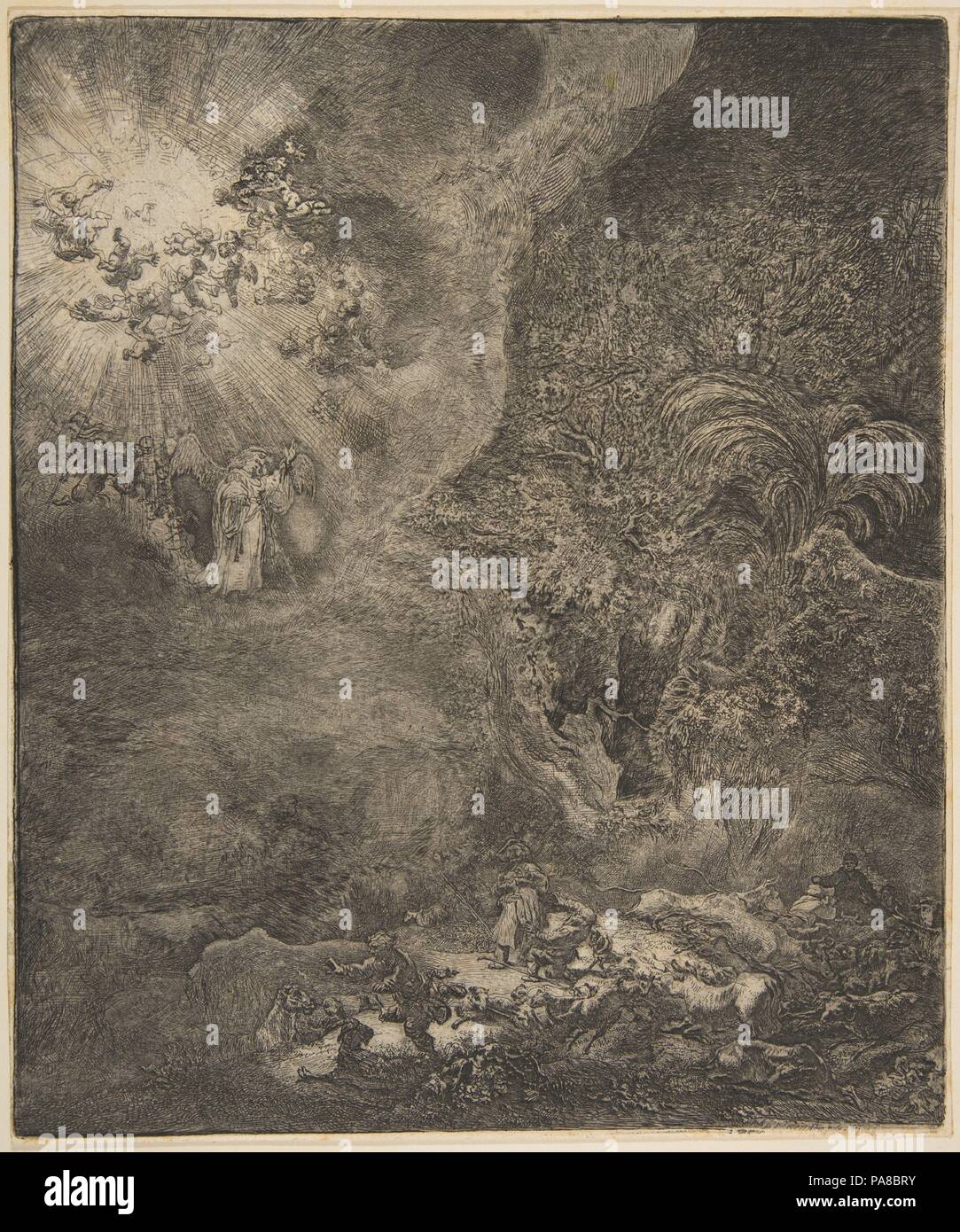 The Angel Appearing to the Shepherds. Artist: Rembrandt (Rembrandt van ...