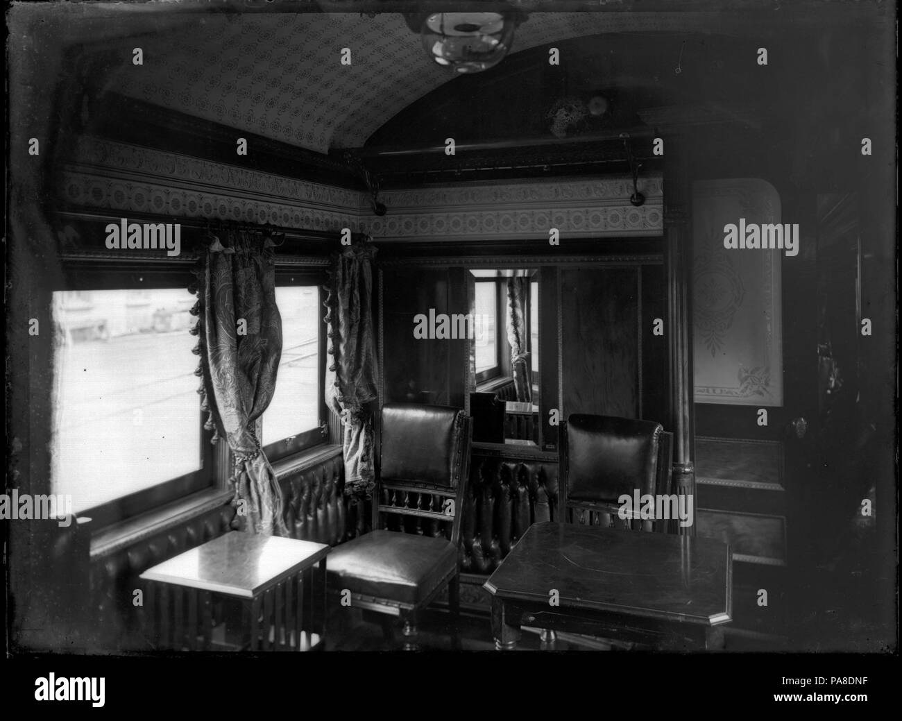 67 Dining area inside the royal train carriage, used during the Duke of ...