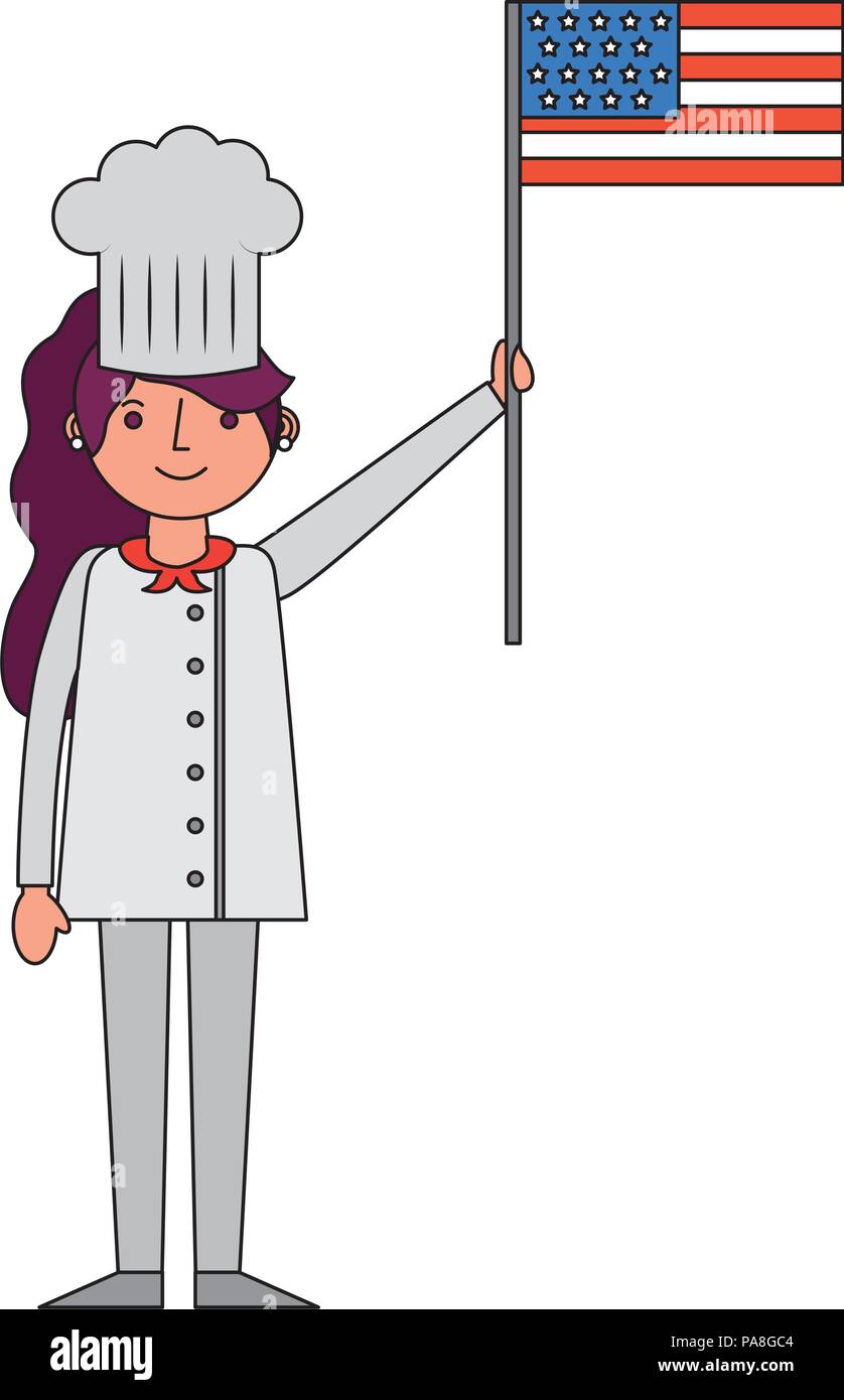 restaurant female chef with usa flag Stock Vector Image & Art - Alamy