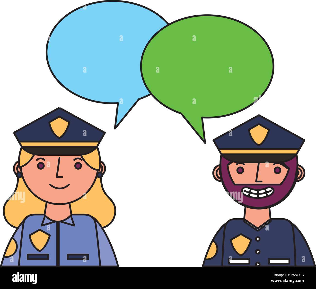 Police officers cartoon policeman policewoman characters hi-res stock ...