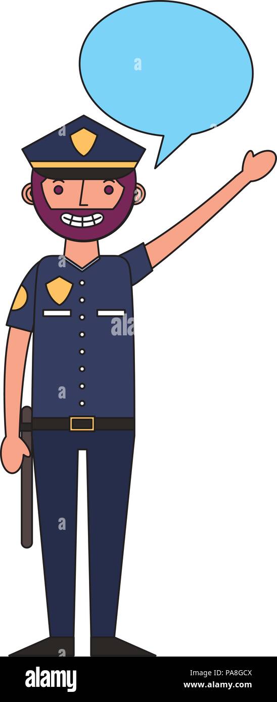 officer police with speech bubble character icon Stock Vector Image ...