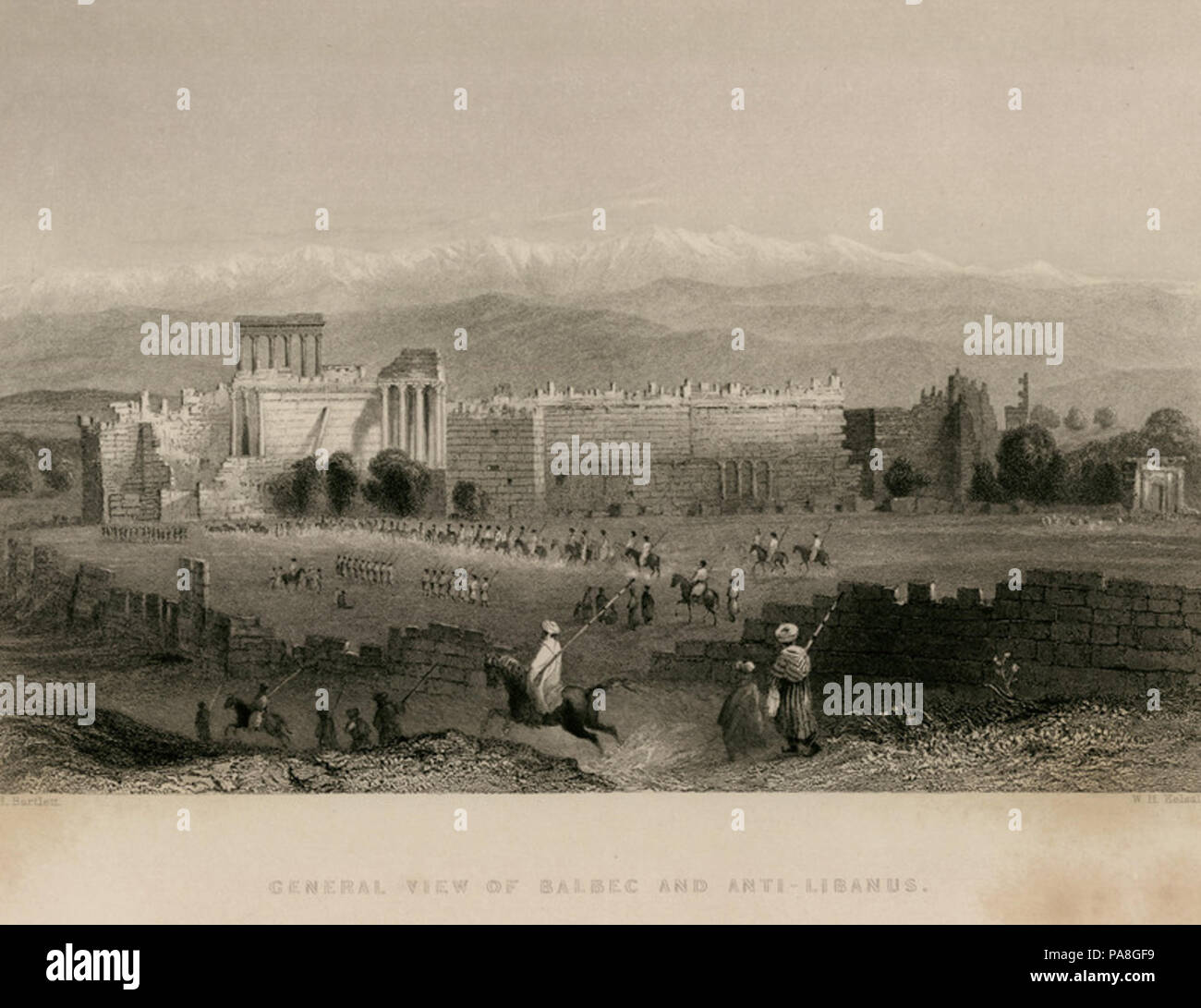 100 General View of Balbec and Antilibanus - Carne John - 1836 Stock ...