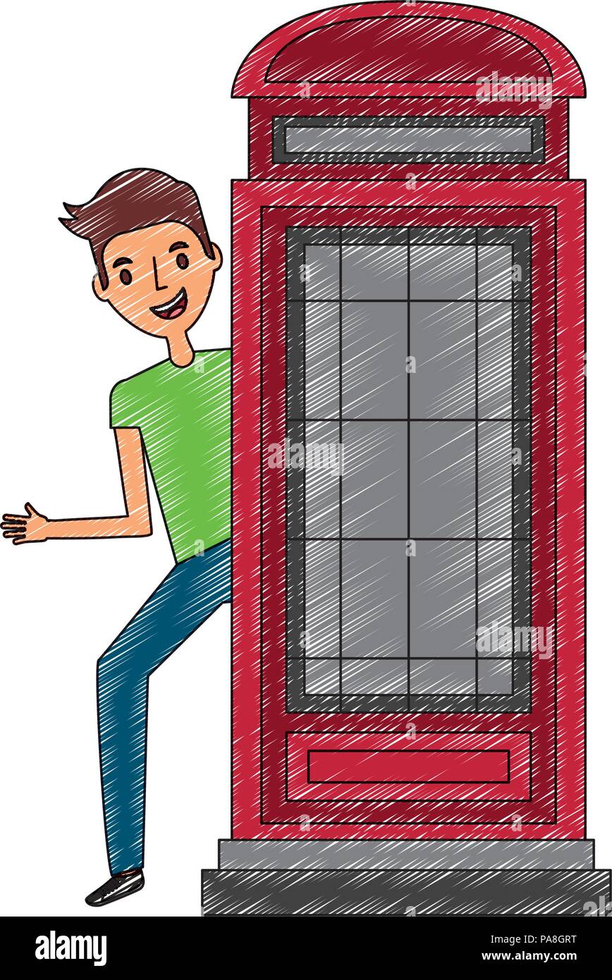 man with booth telephone united kingdom symbol Stock Vector Image & Art ...