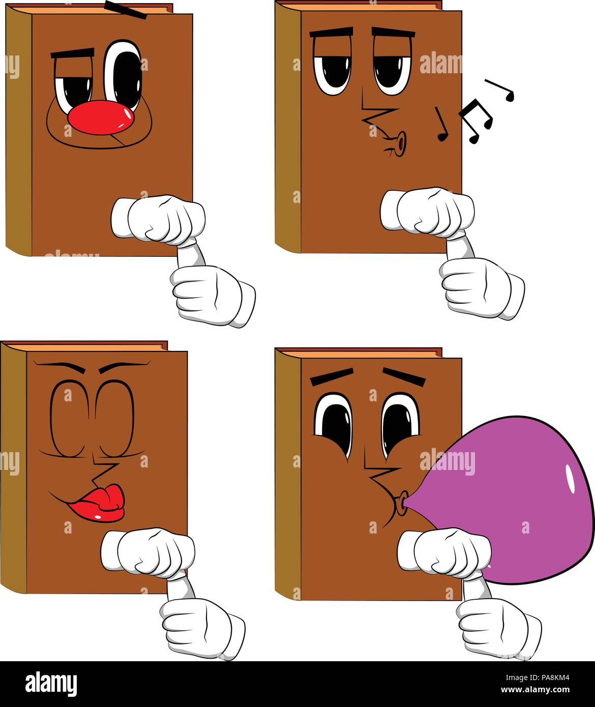 Books opening a blank tube of paste. Cartoon book collection with ...