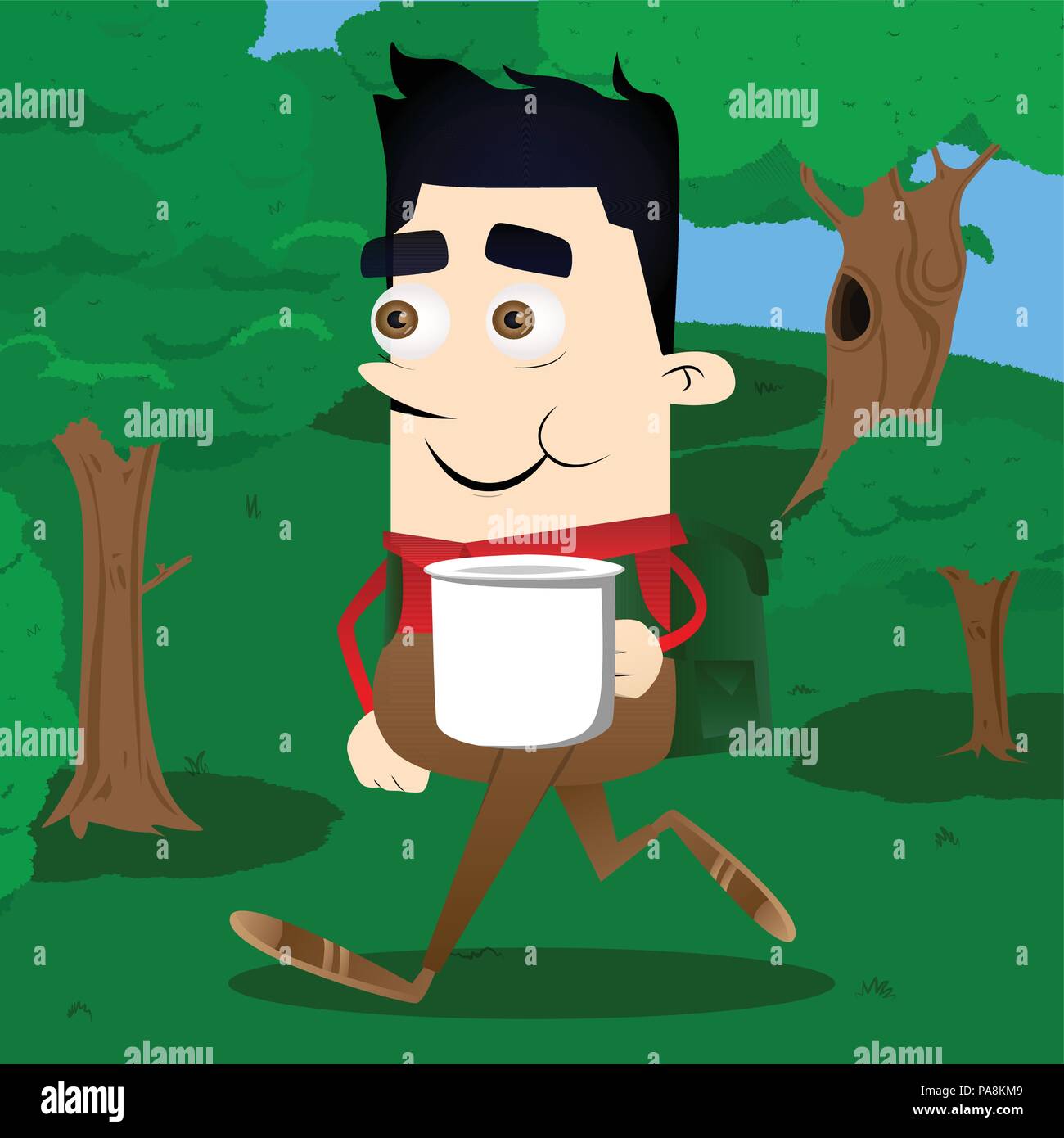 Schoolboy holding big mug. Vector cartoon character illustration Stock ...