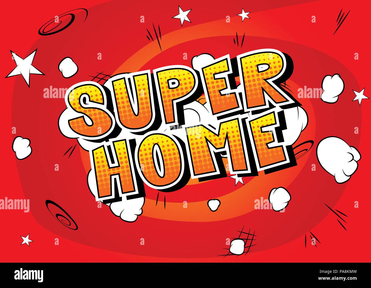 Super Home - Comic book style word on abstract background Stock Vector ...
