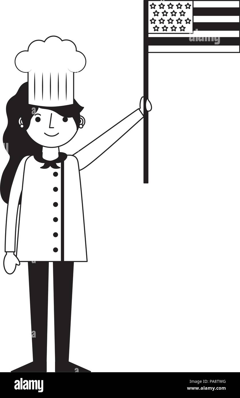 restaurant female chef with usa flag Stock Vector Image & Art - Alamy