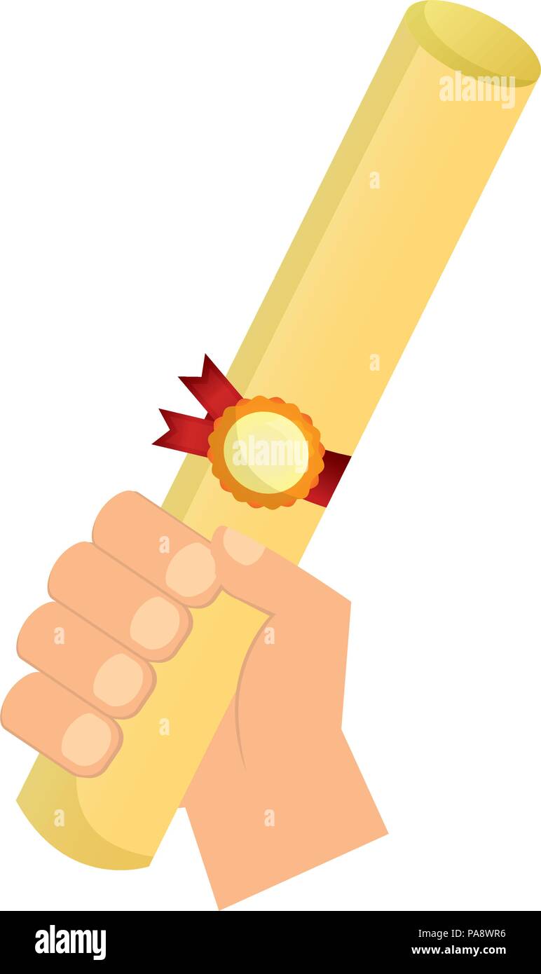 hand holding graduation certificate roll Stock Vector Image & Art - Alamy