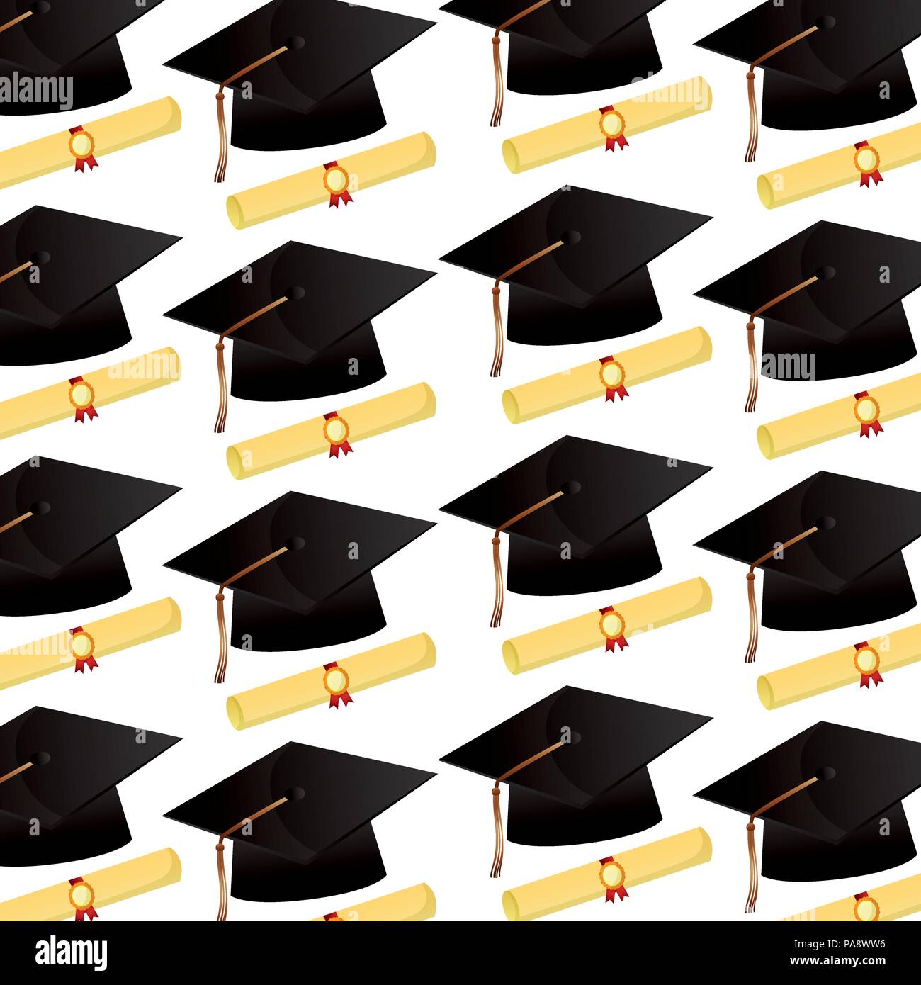 graduation hat and scroll certificates school pattern Stock Vector ...