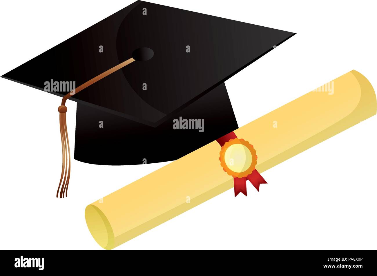 graduation hat and scroll certificate success Stock Vector Image & Art ...