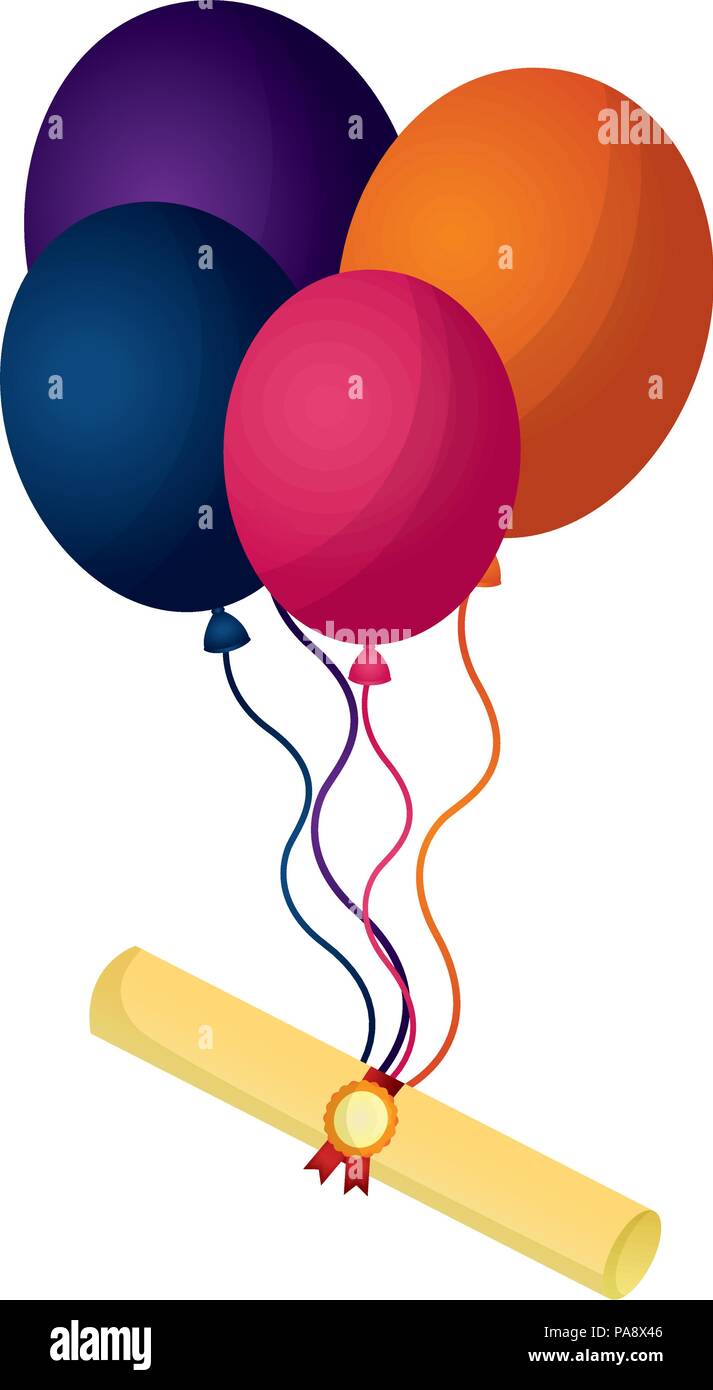 school scroll certificate with balloons flying Stock Vector Image & Art ...