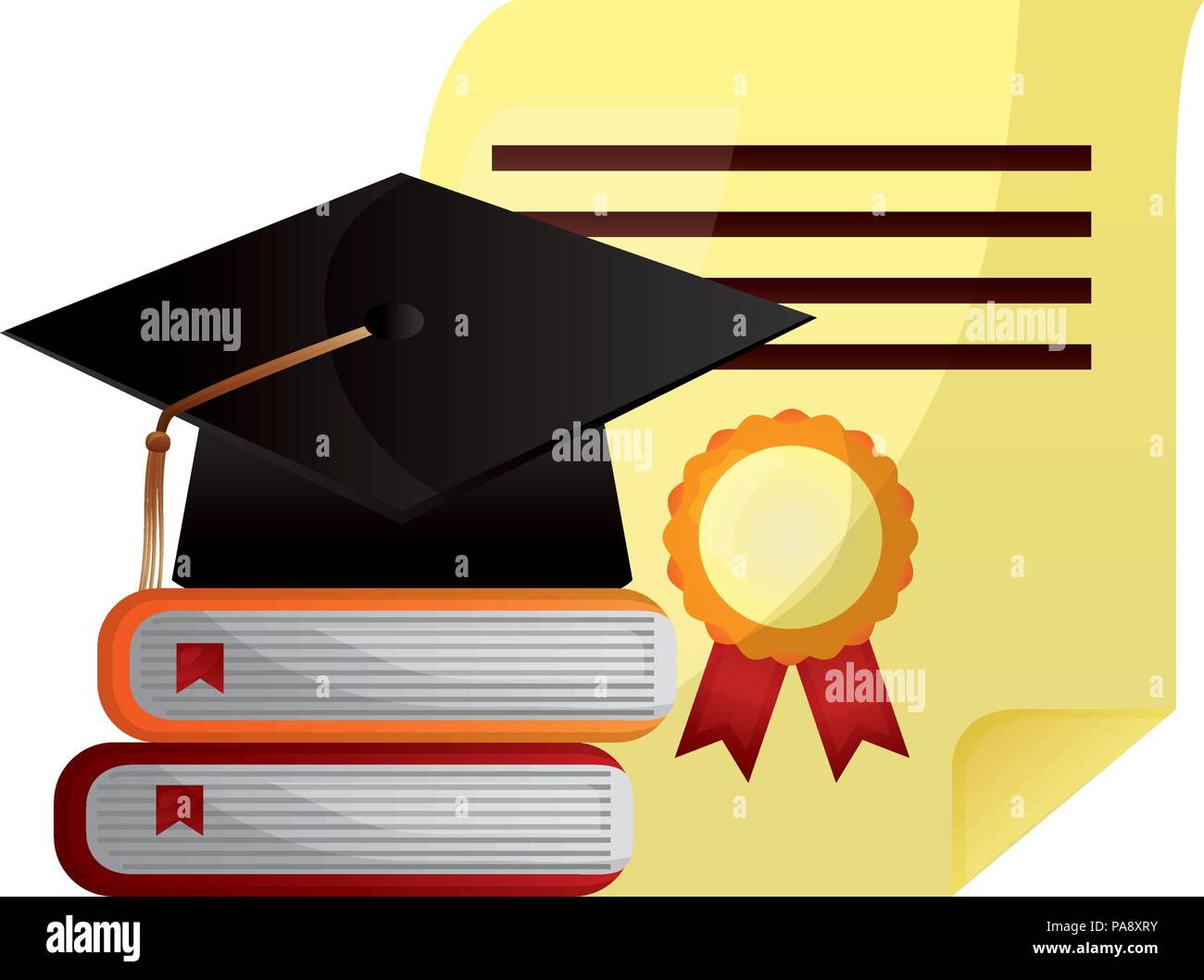 graduation hat stack books and diploma Stock Vector Image & Art - Alamy