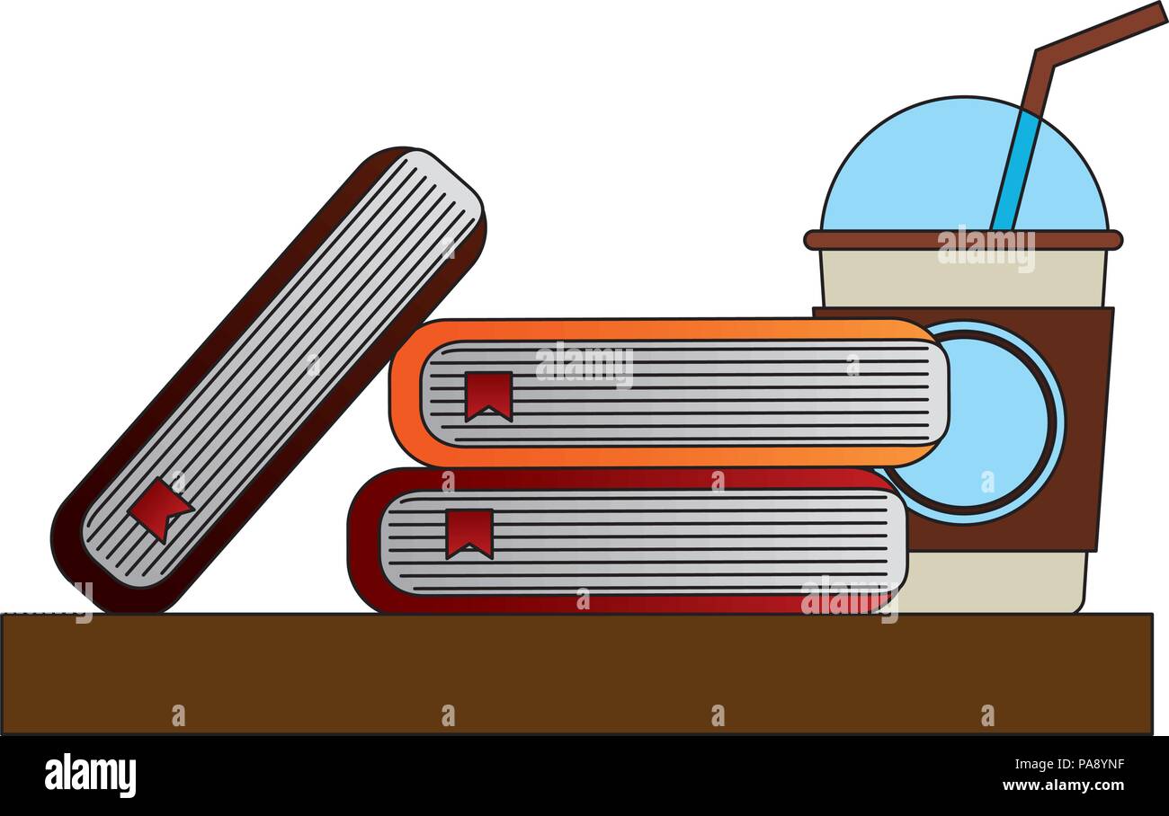 library books with coffee Stock Vector Image & Art - Alamy