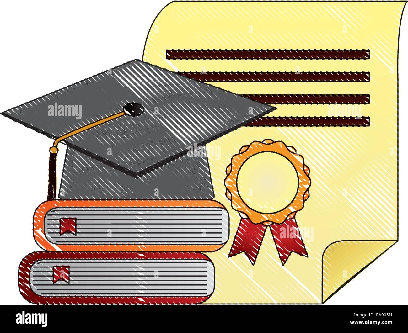 parchment diploma and hat graduation with books Stock Vector Image ...